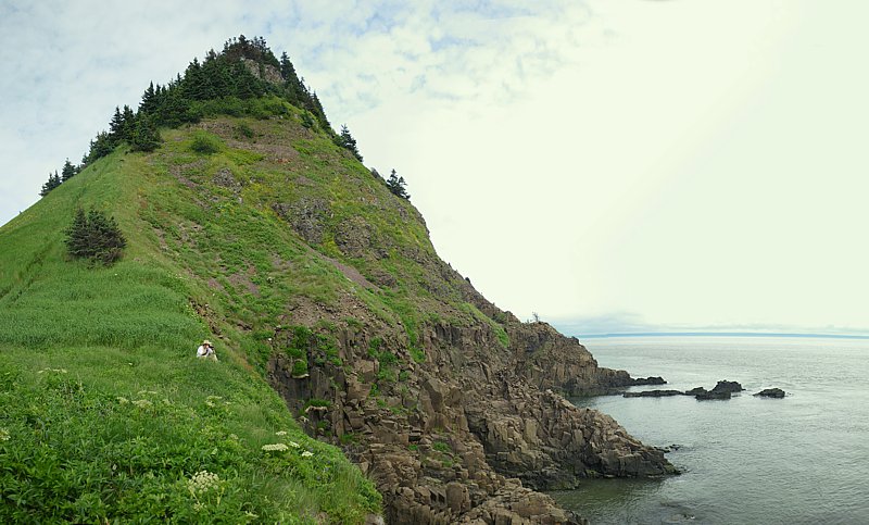View of the Steep Grassy Slope and south side of the island