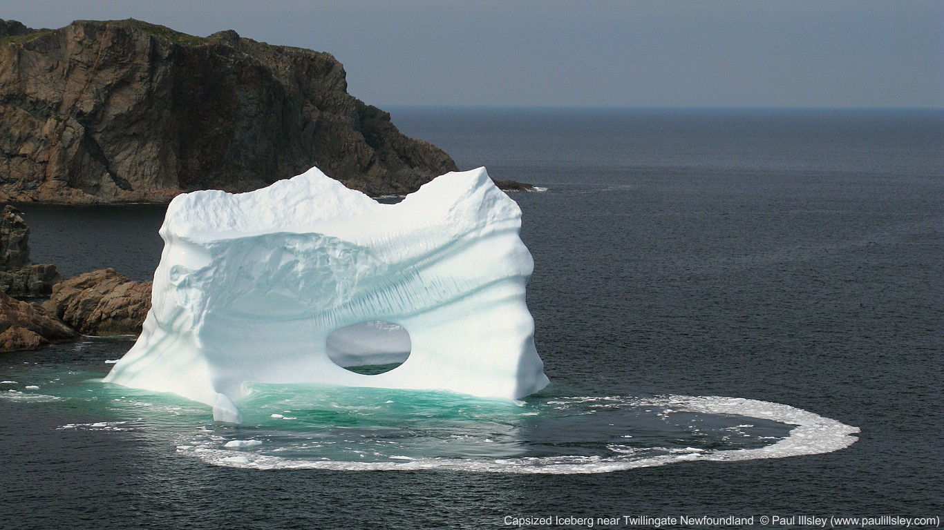 Capsized iceberg near Twillingate, Newfoundland, Canada